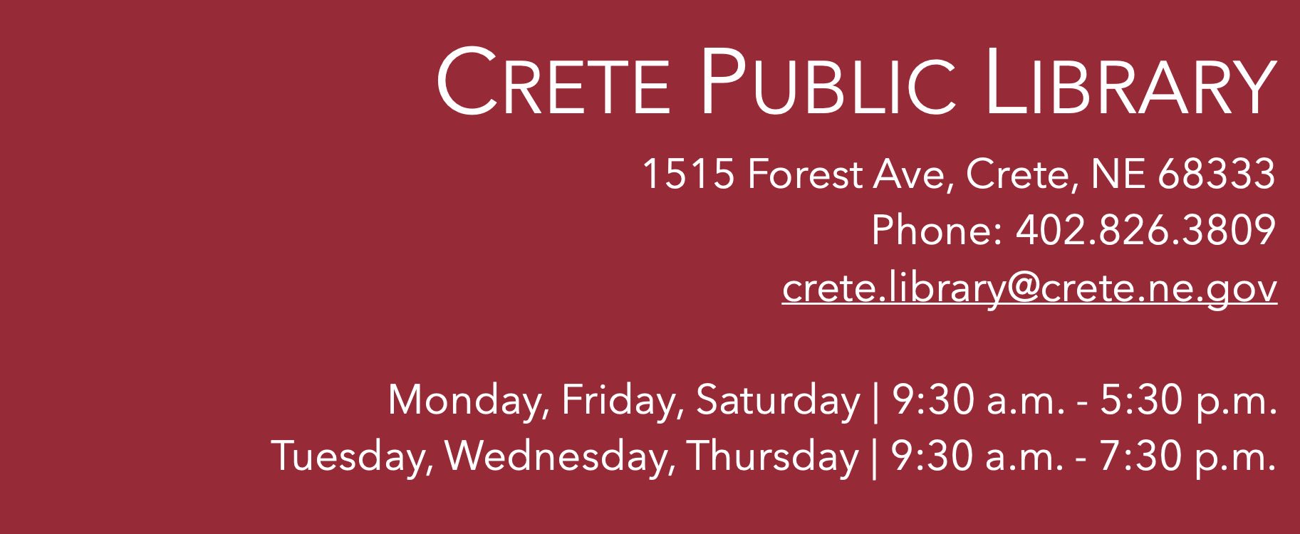 City of Crete Nebraska - Library Home