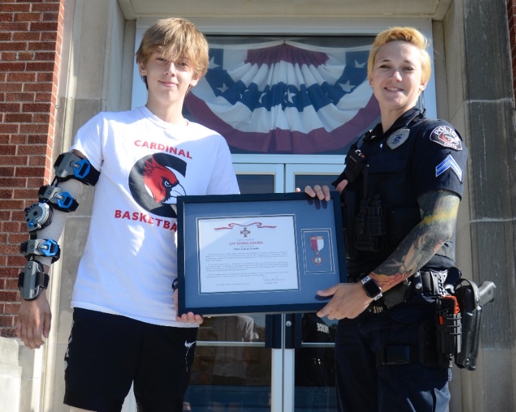 City of Crete Nebraska - Officer Arbuckle receives Life Saving Award